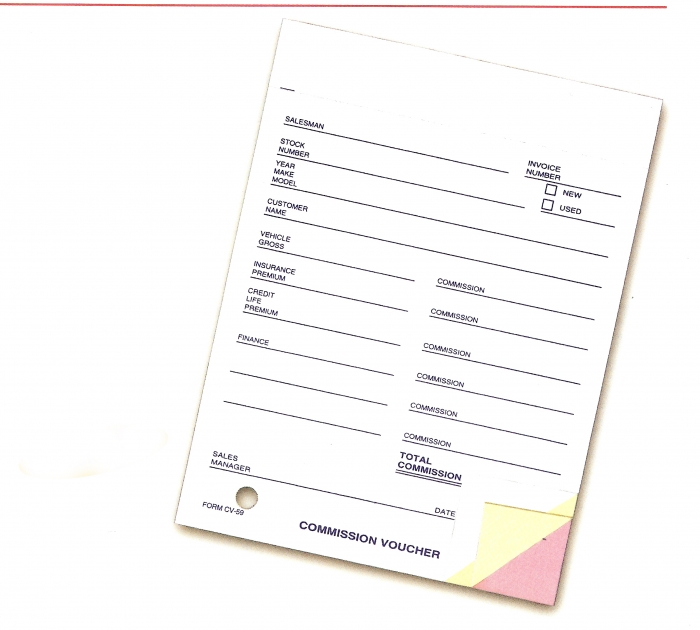Commission Voucher - Form #CV-59 , DealerStockRoom shop | Dealer Stock Room