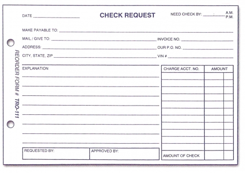 Check Request Form - Form #TRO-111 , DealerStockRoom shop | Dealer ...