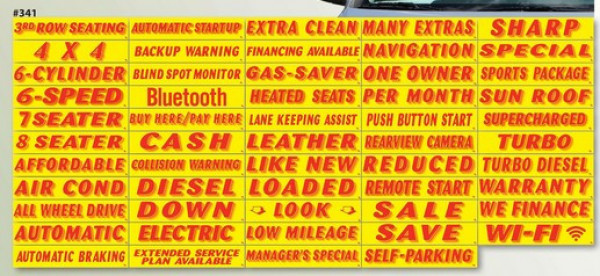 Yellow Windshield Slogans - 12 Per Package , DealerStockRoom shop ...
